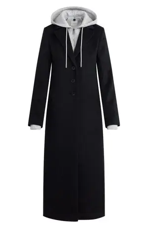 FAVORITE DAUGHTER The Sport Wool Blend Coat With Hoodie Insert