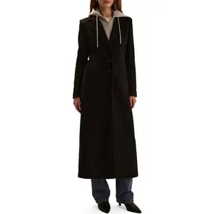 FAVORITE DAUGHTER The Sport Wool Blend Coat With Hoodie Insert - Black