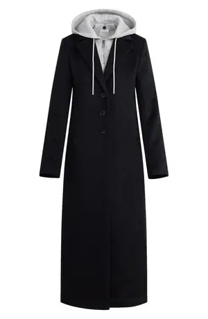FAVORITE DAUGHTER The Sport Wool Blend Coat With Hoodie Insert