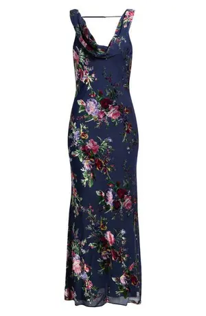 HUTCH Khloe Floral Burnout Maxi Dress