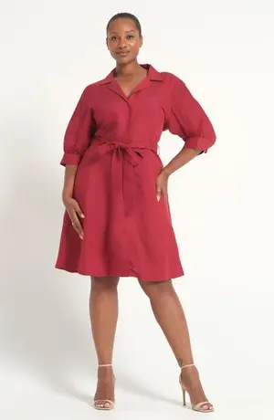 ESTELLE Maribel Linen Blend Shirtdress
