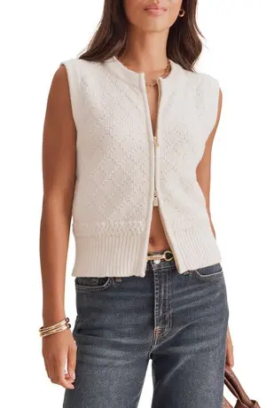 Splendid Benson Zip Sweater Vest Shell Pink