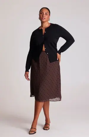ESTELLE Sable Polka Dot Midi Skirt