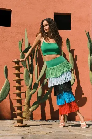 SIMONMILLER Dio Fringe Knit Skirt