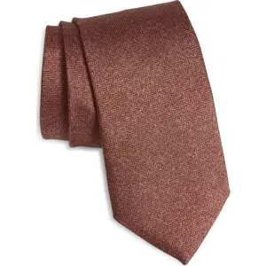 David Donahue Red Mélange Silk Herringbone Tie - Ginger