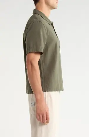 RHYTHM Grange Cropped Linen & Cotton Button-up Shirt