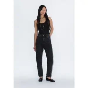 DR. DENIM Nora High Waisted Tapered Cropped Jeans - Black