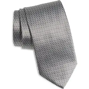 David Donahue Geometric Jacquard Silk Tie - Gray