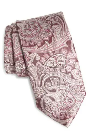 David Donahue Paisley Jacquard Silk Tie - Red