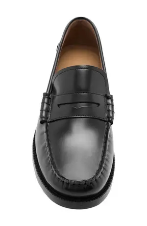 Mango Leather Penny Loafer - Black
