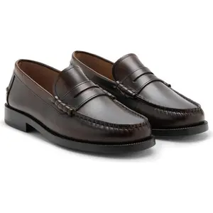 Mango Leather Penny Loafer - Brown
