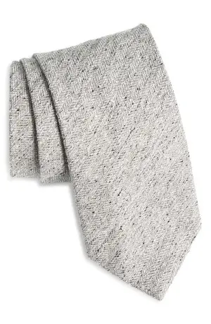 David Donahue Grey Mélange Silk Herringbone Tie - Gray
