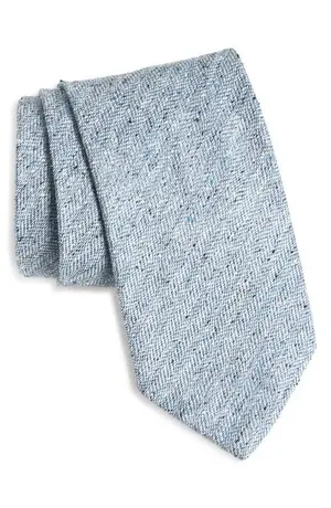 David Donahue Light Blue Mélange Silk Herringbone Tie - Sky