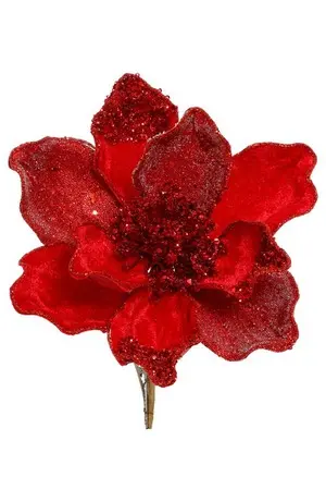 MARK ROBERTS Magnolia Flower With Clip - Red