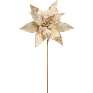 MARK ROBERTS Glitter Poinsettia Spray - Champagne