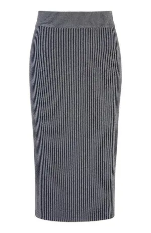 YUMI Ribbed Knitted Midi Skirt