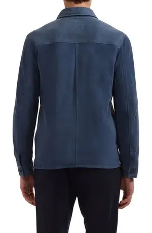 Bugatchi Perforated Suede Shirt Jacket - Indigo