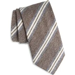 David Donahue Stripe Textured Silk Tie - Chocolate