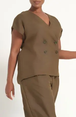 ESTELLE Katrina Double Breasted Linen Blend Jacket