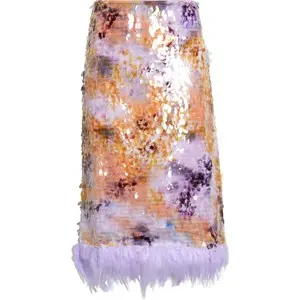 Staud Fen Paillette & Feather Skirt