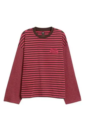 BDG URBAN OUTFITTERS Mixed Stripe Long Sleeve T-shirt - Red
