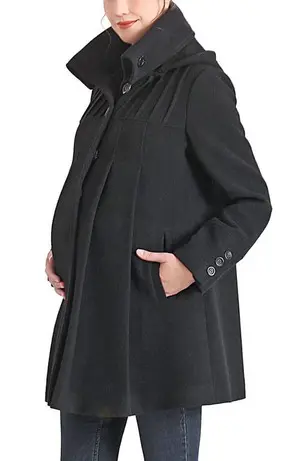 KIMI + KAI Aela Maternity A-line Hooded Wool Coat