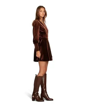BELLE & BLOOM Loved You First Velvet Mini Dress - Dark Brown