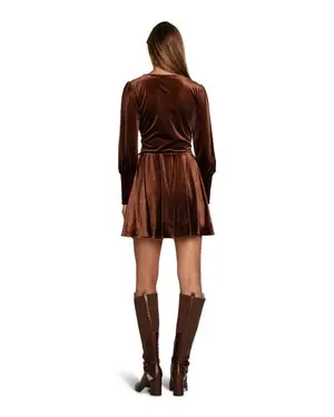 BELLE & BLOOM Loved You First Velvet Mini Dress - Dark Brown