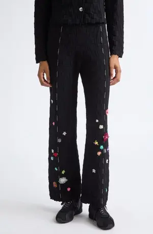 YANYAN Floral Rose Check Organic Cotton Sweater Pants