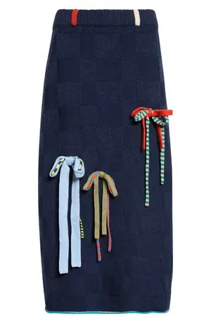 YANYAN Multibows Lambswool & Cotton Sweater Skirt