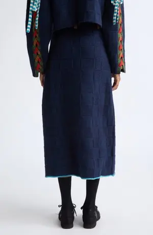 YANYAN Multicolored Bows Lambswool & Cotton Midi Skirt