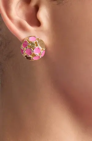 Oscar De La Renta Geometric Sphere Stud Earrings