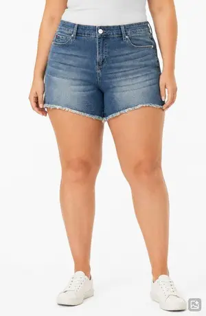 SLINK JEANS Frayed Hem Denim Shorts - Lirael
