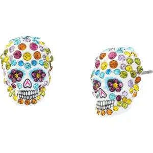Betsey Johnson Pavé Skull Stud Earrings - Gold/multi