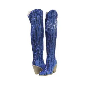 CUCE Detroit Lions Over-the-knee Two-tone Sequin Boots