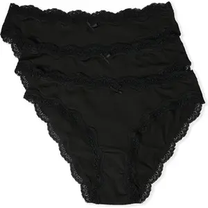 ETAM Jim 3-pack Lace Trim Bikinis - Black
