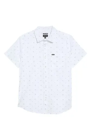 Brixton Charter Printed Short Sleeve Button-up Shirt - White Grey