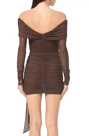 AFRM Coyle Off The Shoulder Ruched Top - Espresso