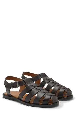 Mango Leather Fisherman Sandal - Brown