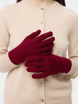 Gobi Cashmere Essential Knit Gloves - Bordeaux