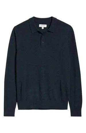 Nordstrom Washable Merino Wool Polo Sweater - Navy Iris Heather