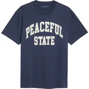 MUSEUM OF PEACE & QUIET Peaceful Cotton Graphic T-shirt - Navy