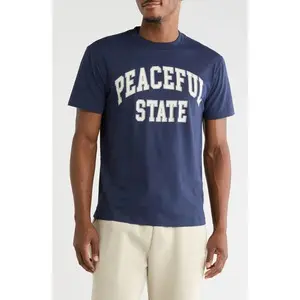 MUSEUM OF PEACE & QUIET Peaceful Cotton Graphic T-shirt - Navy