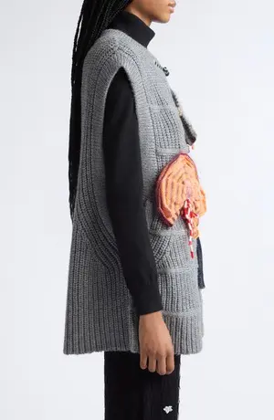 YANYAN Merino Wool & Alpaca Vest With Rosette Embellishments