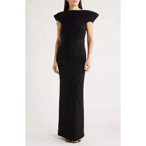 Solace London Faro Crepe Column Gown - Black