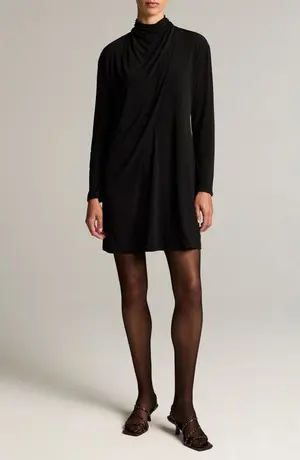 Vince Draped Cowl Neck Long Sleeve Top Black