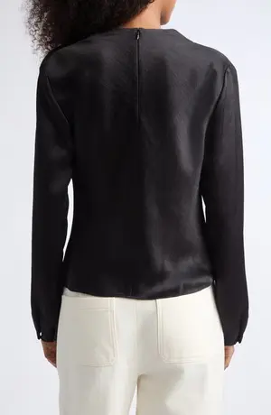 Vince Draped Cowl Neck Long Sleeve Top - Black