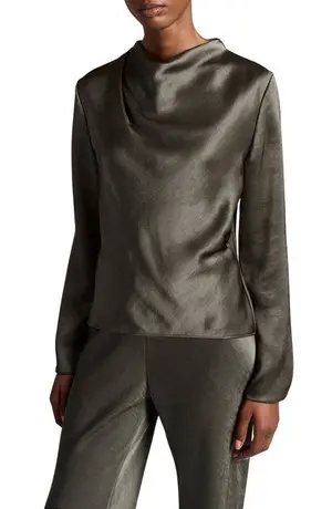 Vince Draped Cowl Neck Long Sleeve Top