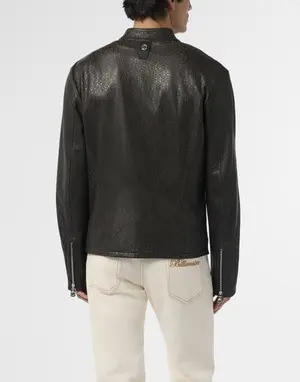 BILLIONAIRE Perforated Moto Jacket Bb