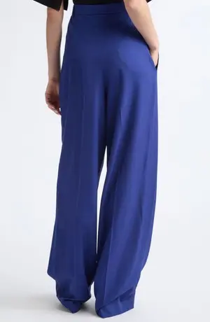 Stella McCartney High Waist Pleated Wide Leg Wool Trousers